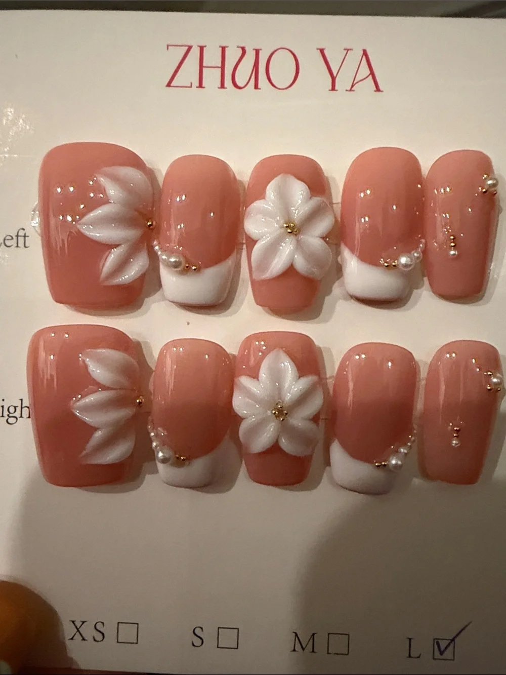 Makeup | White French Tip Handmade Acrylic Presson Nails With 3d White ...